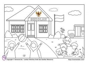 Kumpulan Sketsa Gambar Sekolah yang Mudah Digambar